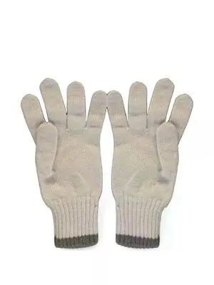 MOORER Logo-plaque Ribbed-trim Gloves - Neutrals