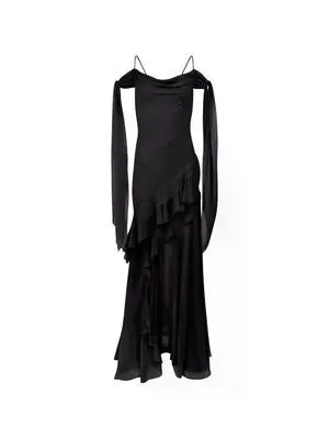 Nina Ricci Silk Ruffled Maxi Dress