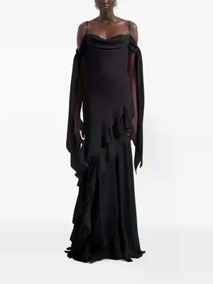 Nina Ricci Silk Ruffled Maxi Dress