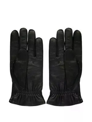 MOORER Topstitched Leather Gloves - Black