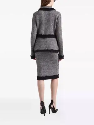 Nina Ricci Tweed Cardigan With Fringe Trim