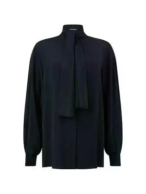 Alberta Ferretti Pussy-bow High Neck Shirt - Black