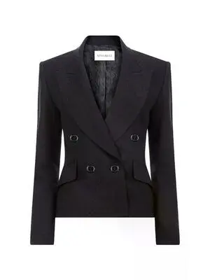 Nina Ricci Jacquard Double-breasted Blazer - Black