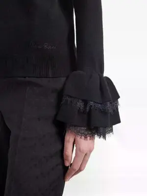 Nina Ricci Lace-trimmed Ruffled Cuff Sweater