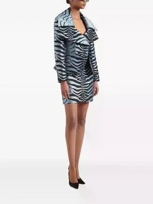 Nina Ricci Tiger Jacquard Double-breasted Jacket - Blue
