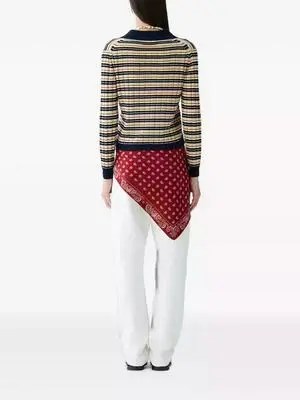 Guest In Residence Striped Cable-knit Polo Top - Blue