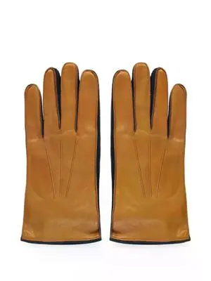 MOORER Topstitched Leather Gloves - Brown