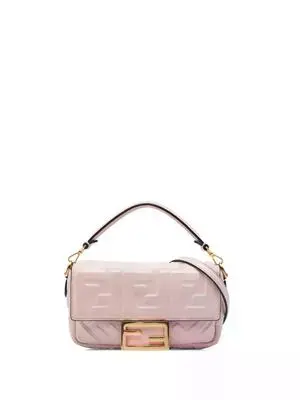 Fendi 2010-2026 Mini Zucca Embossed Leather Baguette Satchel - Pink