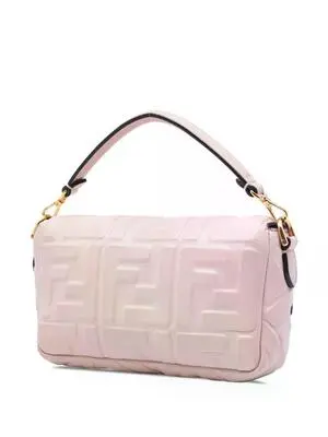 Fendi 2010-2026 Mini Zucca Embossed Leather Baguette Satchel