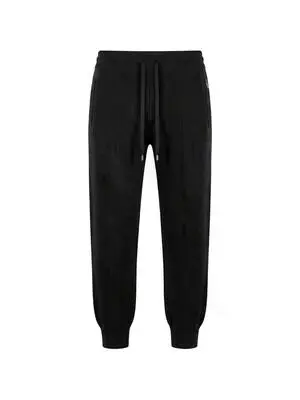 MOORER Ribbed Knit Drawstring Track Pants - Black