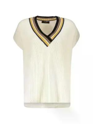MOORER Ribbed Knit V-neck Top