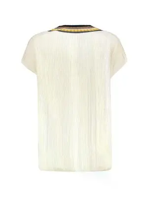 MOORER Ribbed Knit V-neck Top