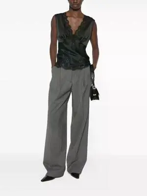 ERMANNO FIRENZE Lace-trim Sleeveless Top - Black