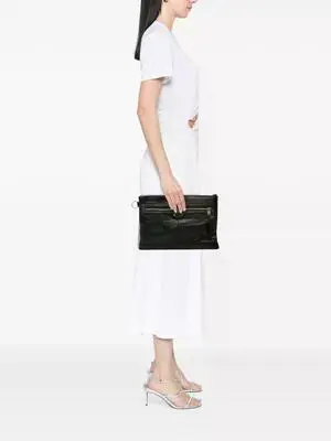 Balenciaga 2016 Lambskin Motocross Classic Clip M Clutch Bag - Black