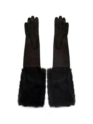 Alberta Ferretti Fur-trim Leather Gloves - Black