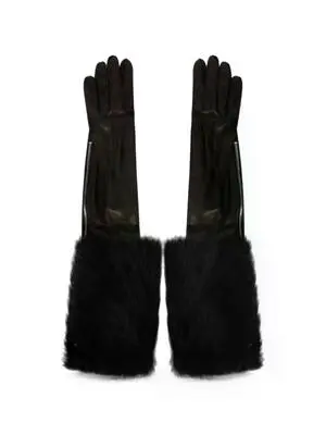 Alberta Ferretti Fur-trim Leather Gloves