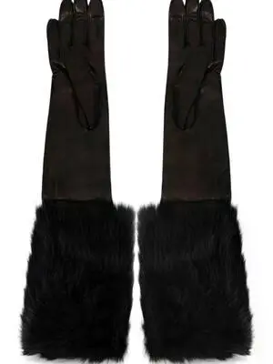 Alberta Ferretti Fur-trim Leather Gloves