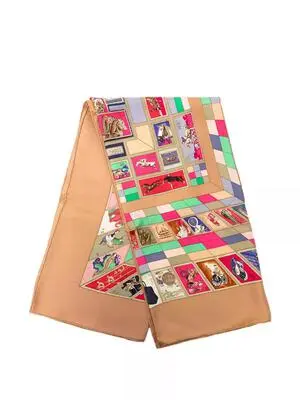 Hermès 1990 Correspondance Silk Scarf 90 Scarves - Brown