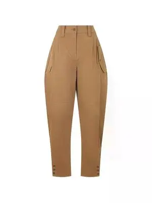 Alberta Ferretti Pleated Cropped High-waisted Trousers