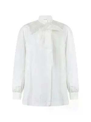 Alberta Ferretti High Neck Bow Detail Shirt - White