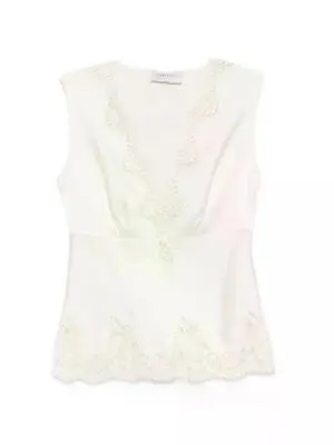 ERMANNO FIRENZE Lace-trim Satin Top - Neutrals