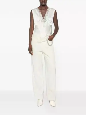 ERMANNO FIRENZE Lace-trim Satin Top
