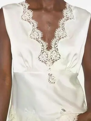 ERMANNO FIRENZE Lace-trim Satin Top