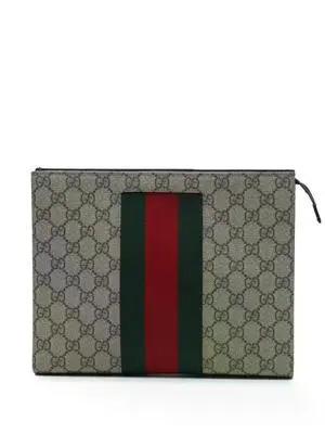 Gucci 2000-2015 Gg Supreme Web Clutch Bag - Neutrals