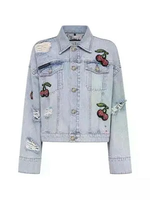 Philipp Plein Embroidered Cherry Denim Jacket