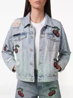 Philipp Plein Embroidered Cherry Denim Jacket