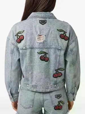 Philipp Plein Embroidered Cherry Denim Jacket - Blue