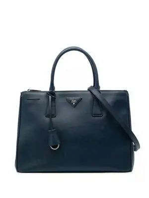 Prada 2010-2026 Medium Saffiano Lux Galleria Double Zip Satchel - Blue