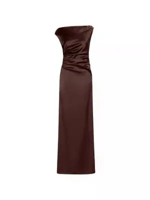 PIANOFORTE Ruched Satin Maxi Dress