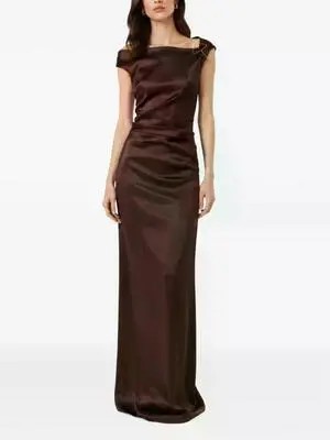 PIANOFORTE Ruched Satin Maxi Dress
