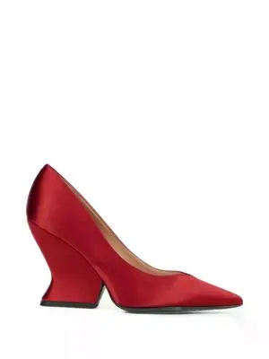Alberta Ferretti Satin Pointed-toe Pumps - Red