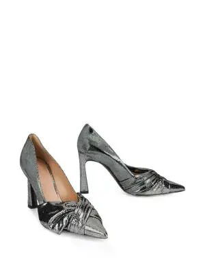 Alberta Ferretti Knot-detail Pointed-toe Pumps - Silver