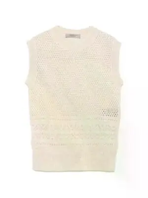 D.exterior Open-knit Sleeveless Sweater - Neutrals
