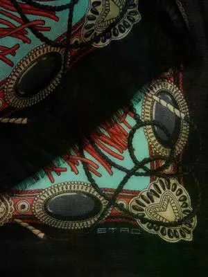 Etro Wool And Cashmere Scarf With Jewel Motif
