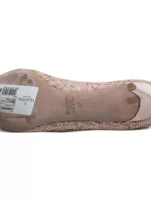 Valentino Garavani Lace Crystal Embellished Pointed Toe Stiletto Heel Pumps