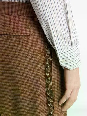 Etro Straight-leg Wool-and-cashmere Trousers With Feathers And Micro Houndstooth