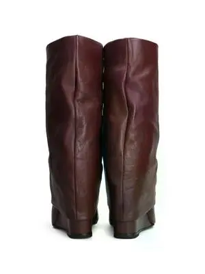 THE SELLER Slouchy Pointed-toe Wedge Boots - Red