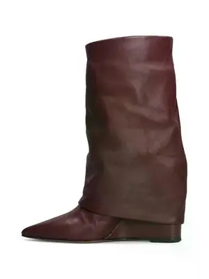 THE SELLER Slouchy Pointed-toe Wedge Boots - Red