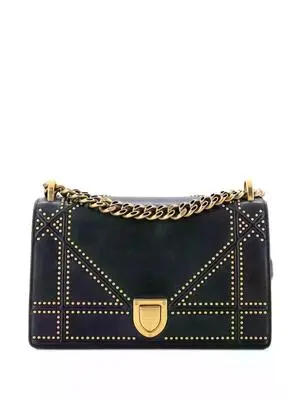 Dior Diorama Flap Bag Studded Leather Small Shoulder Bag - Black