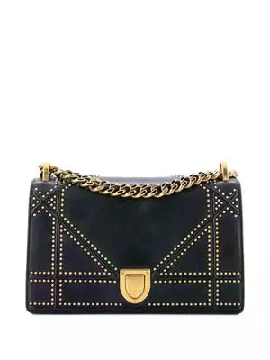Dior Diorama Flap Bag Studded Leather Small Shoulder Bag - Black
