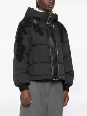 ERMANNO FIRENZE Quilted Floral Appliqué Hooded Coat