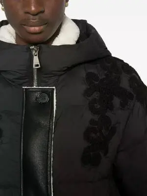 ERMANNO FIRENZE Quilted Floral Appliqué Hooded Coat