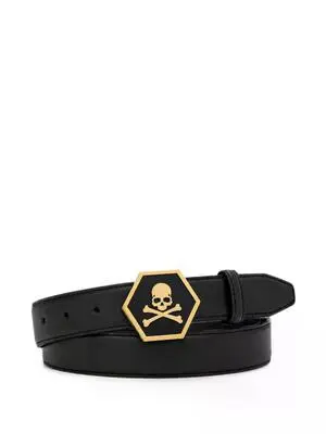 Philipp Plein Leather Belt With Skull Buckle - Black
