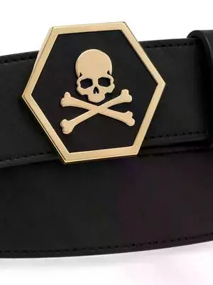 Philipp Plein Leather Belt With Skull Buckle