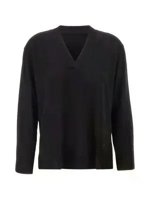 ELENA MIRÒ Side-slit V-neck Sweater - Black