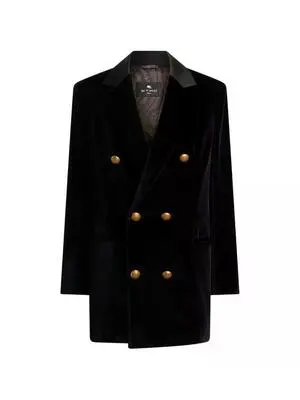 Etro Long Double-breasted Stretch Cotton Velvet Jacket